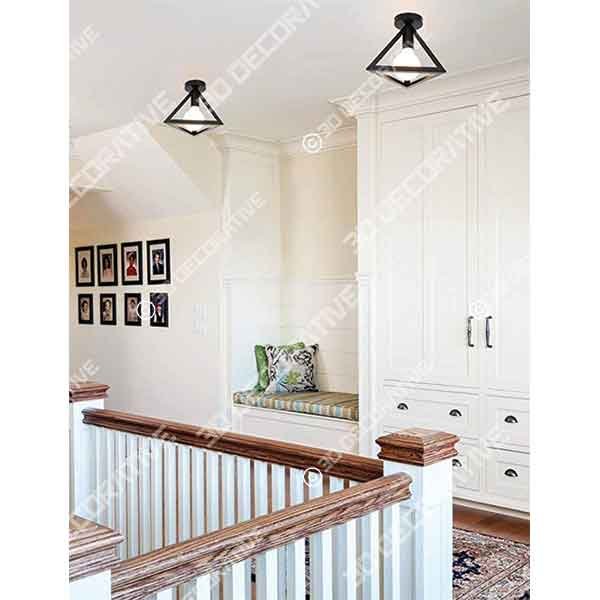 EERU Ceiling Light Industrial Black,Semi Flush Mount Light | 3D DECORATIVE