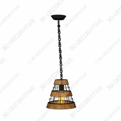 Anmytek Wood and Metal Chandelier Iron Net Frame Rustic Chandelier ...