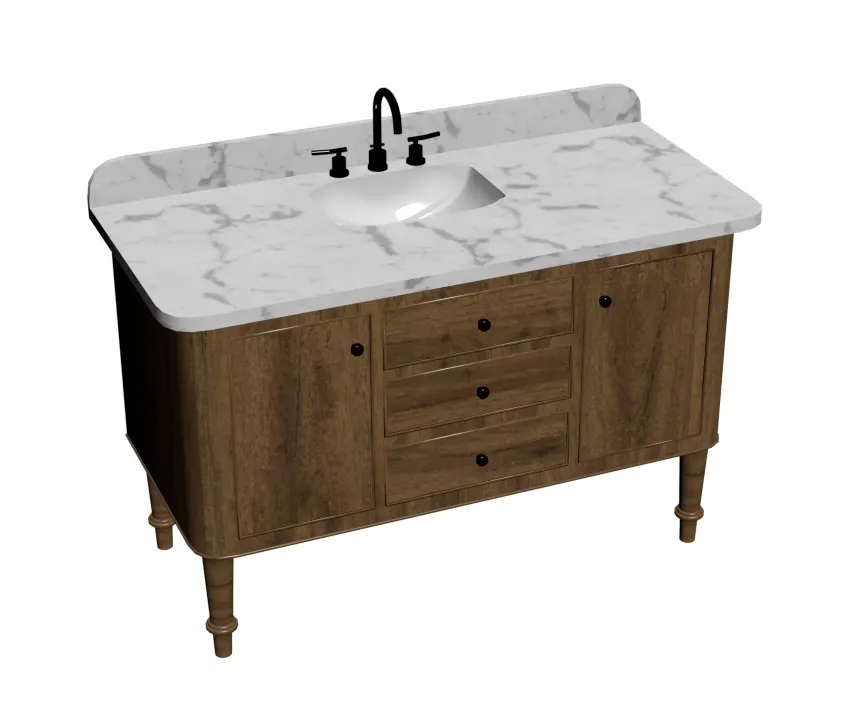 Collette 48 in Single Sink Cinnamon Oak - 3D decorative