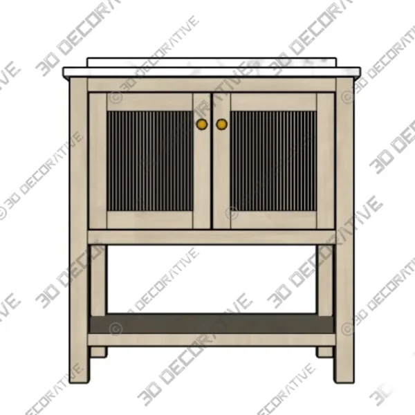 Natural Wood Bath Vanity – Arcott 31″ Oak Fluted Cabinet