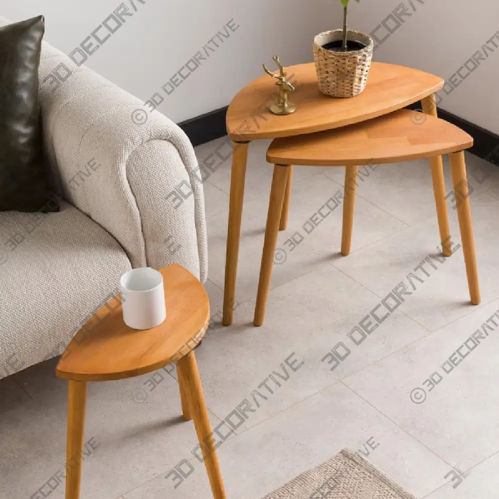 Walnut Nesting Table Set – Elliptical Coffee Tables