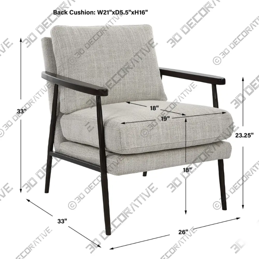 Sebastian Accent Chair - Curved Arms Tapered Leg Design