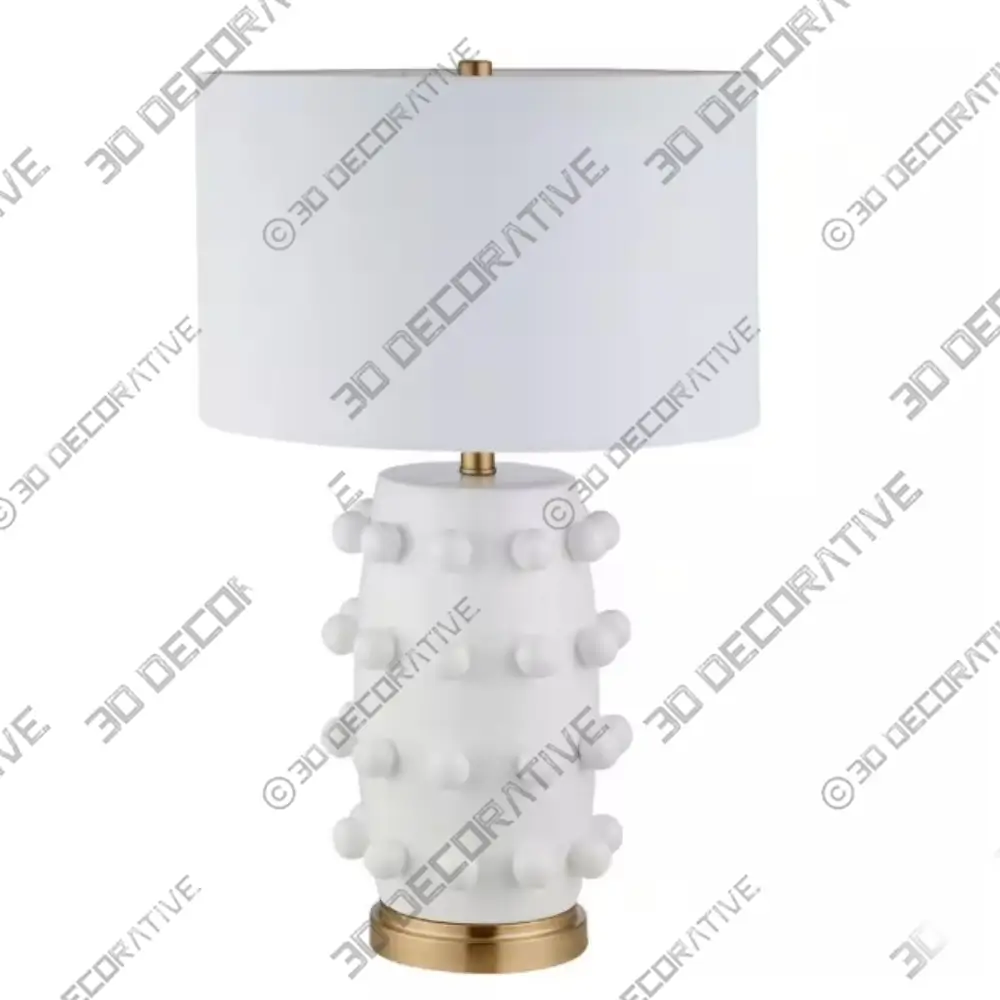 Ceramic Table Lamp | Matte White Fabric Shade Lighting